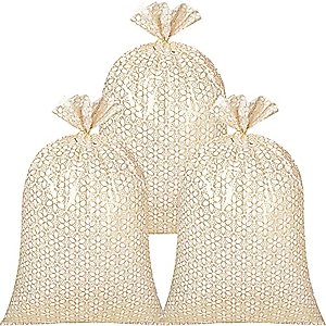 3 Pieces 55 Inch Festival Gift Bags Jumbo Plastic Gift Bag for Graduations, Weddings, Bridal Showers, Mother's Day, Birthdays, Engagement Parties, Retirements, Christmas, Hanukkah,Golden