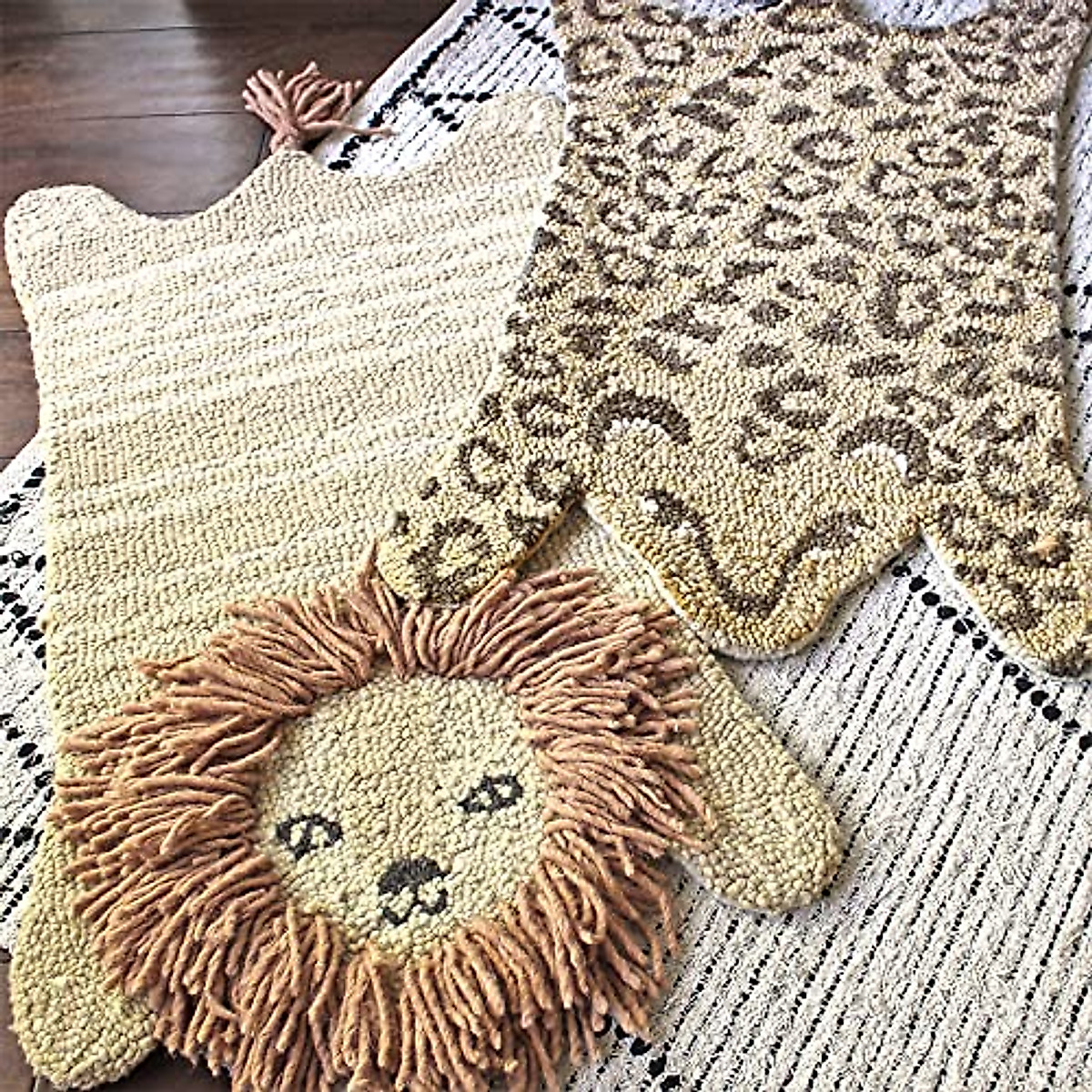 Crane Baby Safari Nursery and Toddler Room Décor, Wool Floor Rug for Boys and Girls, Lion Shape, 23" x 36"