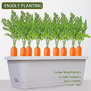 8-pack 15.6*7.5*5.9" Planter Boxes Outdoor Large,Window Box Planters Rectangle for Indoor Plants,Long Planter Box with Drainage Tray,Windowsill Herb Garden for Vegetables Succulents(Light-blue)