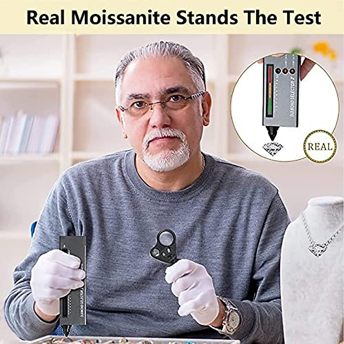 Letalong 1CT Adjustable Moissanite Rings for Women, S925 Sterling Silver 6 Prong Moissanite Engagement Ring