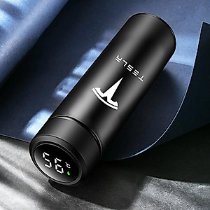 Car Water Bottle for Tesla Model 3 S X Y, Car Travel Mug Insulated Tumbler Coffee MugInsulated Tumbler Leakproof Stainless Steel Thermo Flasks,Black