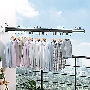 HotMax Clothes Drying Rack Wall Mounted, Retractable Collapsible Drying Racks for Laundry, Space Saving Dryer Rack, Balcony, Apartment Space Saver Organization(Tri-fold, Black)