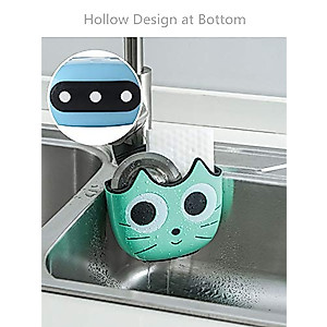 QTMY 2 PACK Sponge Holder Basket with Buckle,Sink Faucet Caddy Hanging Drain Rack, Gadget Soap Brush Desk Pen Organizer for Kitchen Bathroom,Pink Green