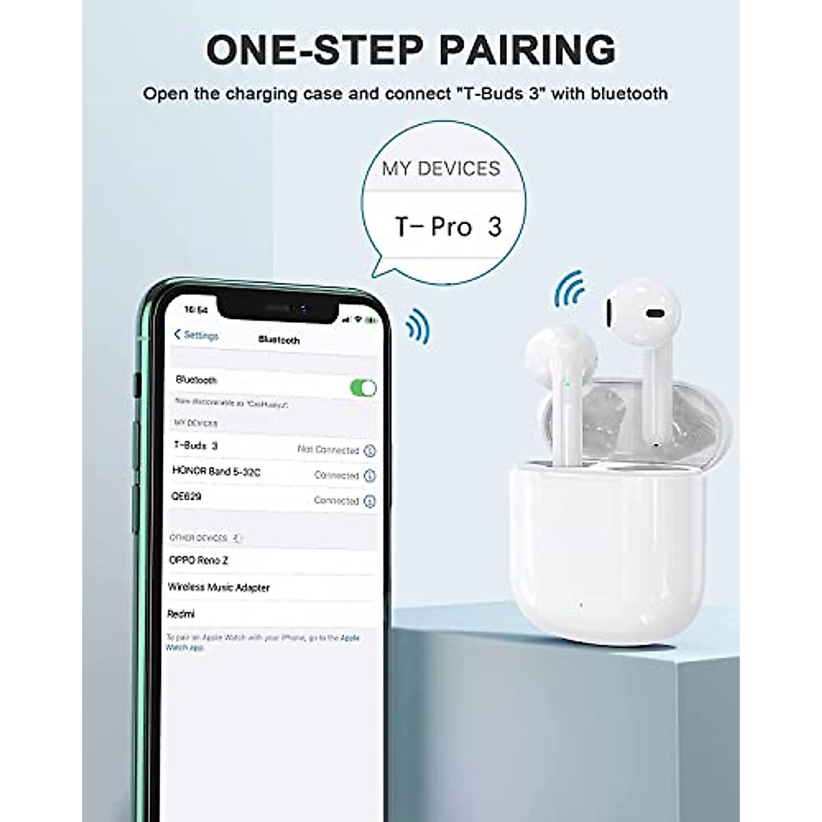 Wireless Earbuds Bluetooth, 5.2 Headphones,Noise Cancellation ,30H Playtime Pop-ups Auto Pairing in-Ear Hi-Fi Stereo Sound Mic IPX7 Waterproof Headset for iPhone/Samsung/iOS/Android