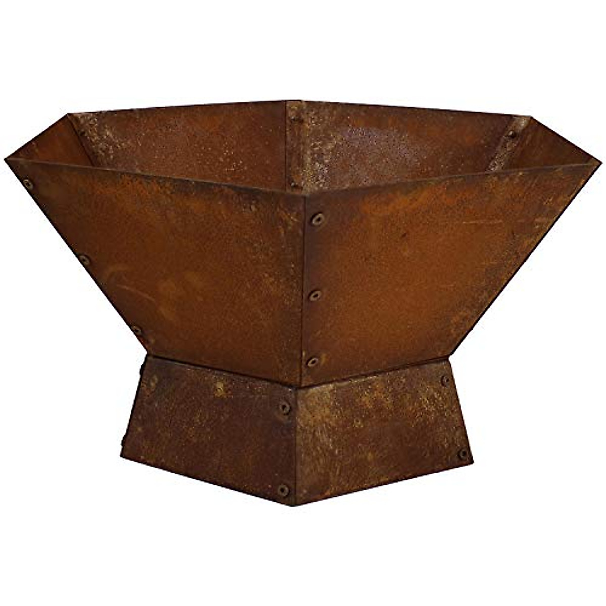 Sunnydaze Rustic Affinity 23-Inch Steel Raised Outdoor Fire Pit Kit with Oxidized Finish - Hexagon-Shaped
