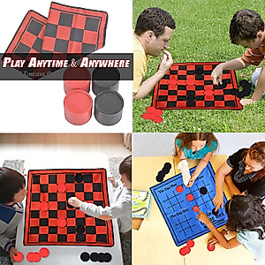 Win SPORTS 3 in 1 Giant Checkers Game Set,Super Tic Tac Toe,Including Reversible Rug with 24 Checkers,Indoor and Outdoor Activity for Kids or Adults,Board Game,Yard Game
