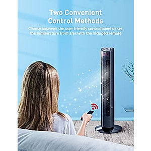 PARIS RHÔNE Tower Fan, 36” Oscillating Fan with Remote, 3 Speed Settings & 3 Modes, Bladeless Fans with Auto-Temp Detection, LED Display, 12H Timer, Low Noise Floor Fan for Bedroom, Office or Study