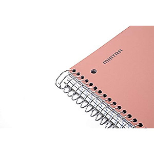 Mintra Office Durable Spiral Notebooks, 5 Subject, (Salmon, College Ruled 1pk), 200 Sheets, 5 Poly Pockets, Moisture Resistant Cover, School, Office, Business, Professional