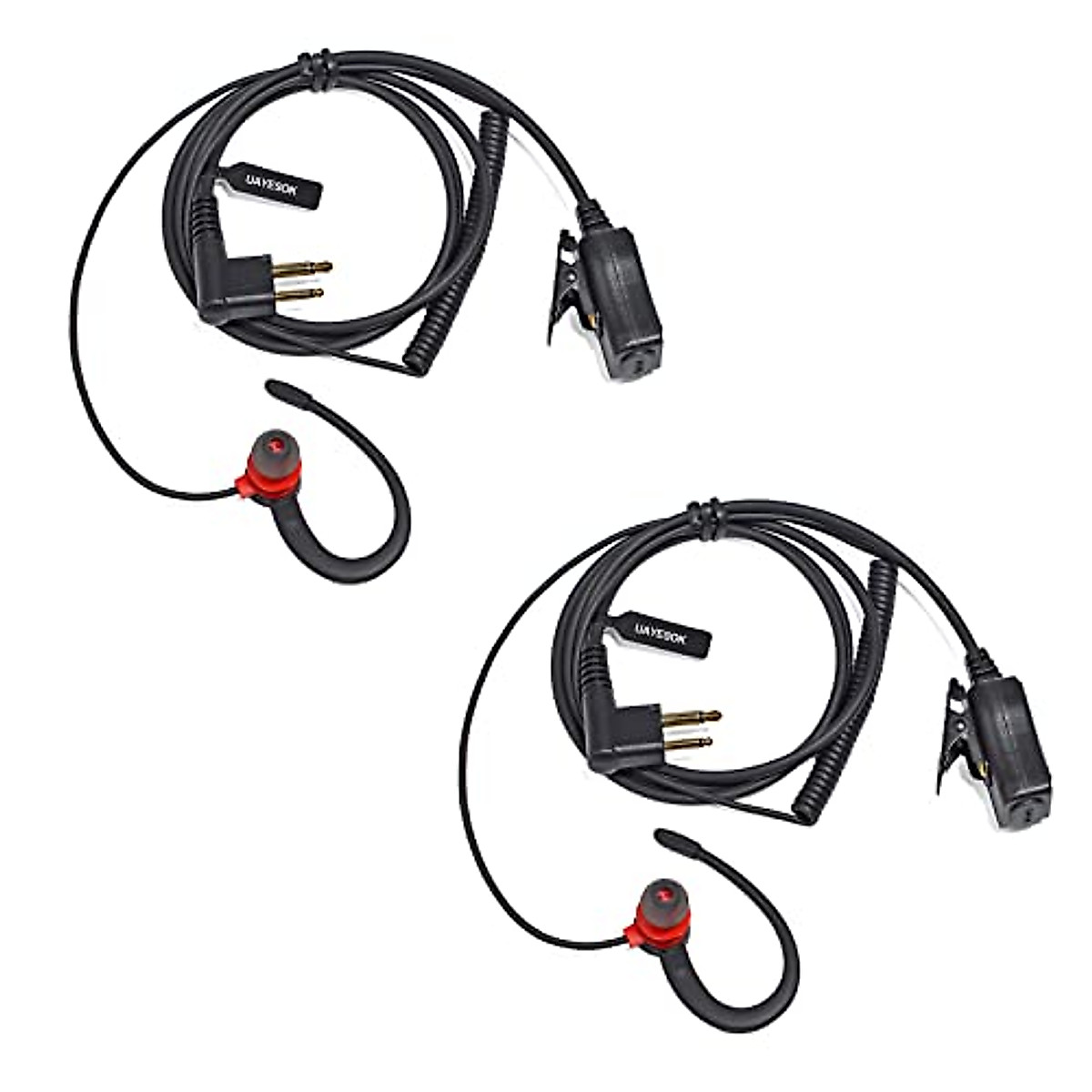 UAYESOK 2 Pin Walkie Talkie Earpiece with Mic G Shape Headset for Motorola CP110 CP185 CP200 CP200D CLS1110 CLS1410 DTR550 DTR650 RDU2020 SP50 P200 Yaesu FT-65R (2 Pack)