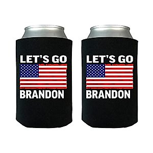 Rogue River Tactical Funny Neoprene Lets Go Brandon Collapsible Beer Can Bottle Beverage Cooler Sleeves 2 Pack