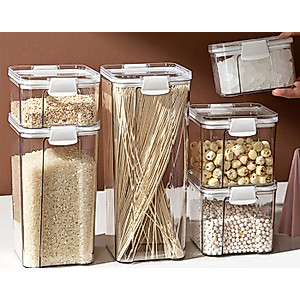 Xicennego Airtight Food Storage Container Set 6-Pcs.kitchen Storage Organizer, For Pasta, Nuts, Beans, Snacks, Storage Jar With Lid/Snap Design/BPA-Free/Stackable/Leakproof （white）
