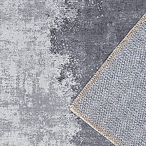 jinchan Area Rug 4x6 Indoor Modern Abstract Rug Grey Accent Rug Kitchen Gray Carpet Foldable Thin Rug Non Slip Contemporary Floor Cover for Living Room Bedroom Dining Room