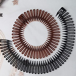 GXXMEI Flexible Plastic Circle Tooth Headbands - 20 Pack Hair Wrap Holders for Women, Girls and Sports