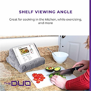 THE DUO Super Plush Multi-Angle Viewing Stand for iPad, Tablet, Phone - Memory Foam Tablet Stand - Portable Tablet Holder for Travel and Work from Home - Leopard, 10 x 10 x 6.75 inches