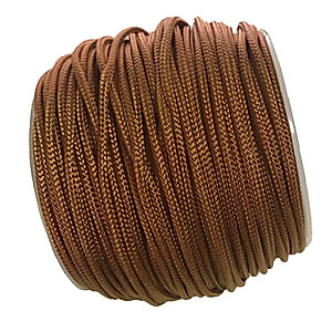 Y-Axis Roll of 60 Yards 2.0mm Light Brown (Bronze) Braided Nylon Lift Shade Cord with 6 Pack Brown Wood Cord Knobs + Soft Tape