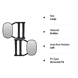 Towing Mirrors Mirror Extensions for Towing Universal Trailer Clip on Mirror Side Mirror Extensions for Towing Adjustable 360 Degree Rotation Extends Camper Towing Mirrors for Car Truck Black(2 Pcs)