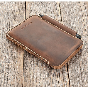 Leather case for Microsoft Surface Duo 2 / Duo. with Pen holder and card pocket (brown, for bare Surface Duo 2)