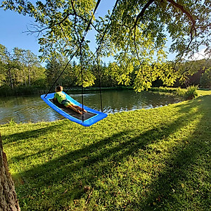 Trekassy 700lb Giant 60" Skycurve Platform Tree Swing for Kids and Adults with 2 Hanging Straps-Blue