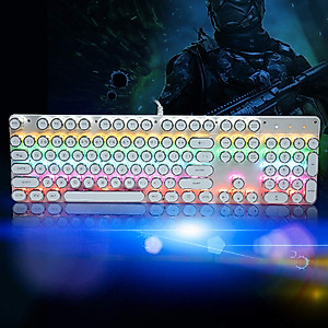 Byged Gaming Keyboard, Bluetooth Wired RGB Backlit Computer Mechanical Keyboard with Retro Keycap, USB Plug-and-Play, for Pc, Laptop and Computer for Gamer Typewriter