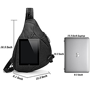 Sling Bag Backpack, Sling Shoulder Backpacks Laptops Travel Outdoors Backpack (Black(13.3''))