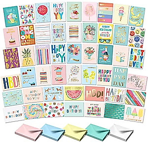 S&O - 50 Birthday Happy Birthday Cards with Envelopes and Birthday Card Assortment Box. Variety Set of Assorted Birthday Cards with Envelopes, Bulk Greeting Cards Assortment