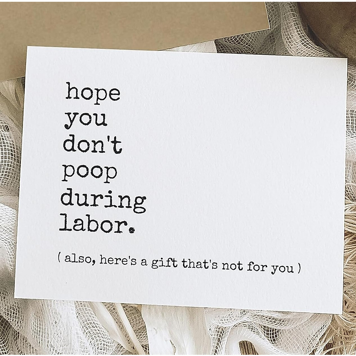 Funny Baby Shower Card For Boy Or Girl. Hope You Don't Poop During Labor Card. Funny Gender Neutral Baby Shower Card. Baby Shower Greeting Card.