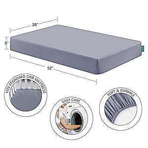 Biloban 3-Piece Toddler Sheet Set Microfiber, Toddler Bedding Set Includes Crib Mattress Sheet, Flat Sheet and Envelope Pillowcase, Silky Soft, Breathable and Lightweight, Grey