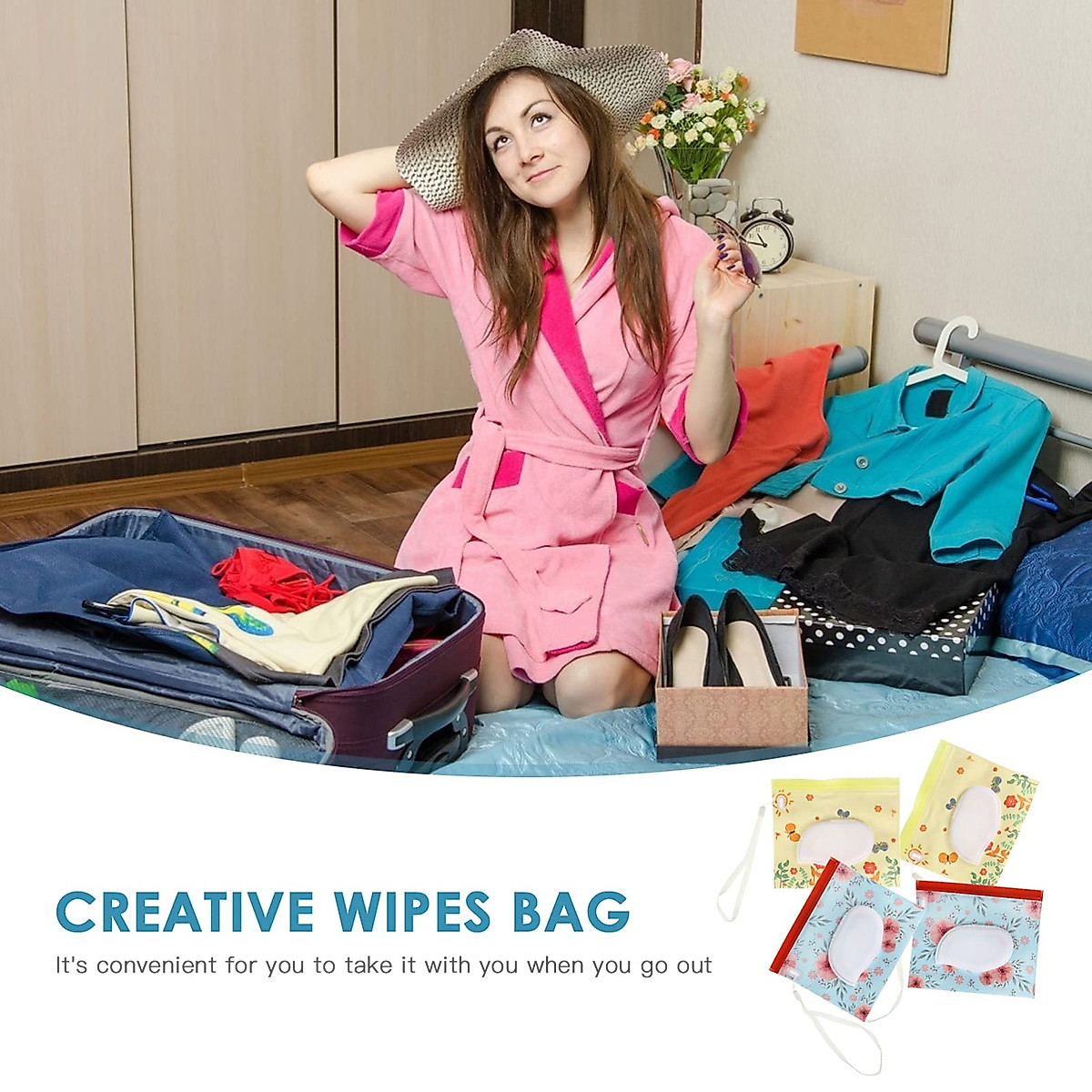 Healifty 4pcs Wet Wipe Pouch Dispenser Reusable Refillable Baby Wipes Bag Handy Travel Wipes Holder Case Diaper Bag