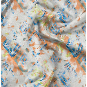 Soimoi Floral Print, Cotton Cambric, Quilting Fabric Sold by The Yard 42 Inch Wide, Medium Weight Cotton Fabric, Sewing Supplies,White & Orange