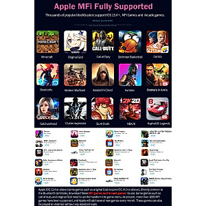 Megadream Mobile Gaming Controller for iPhone iOS Android PC Wireless Gamepad Joystick for iPhone 15/14/12/11, iPad, MacBook, Samsung Galaxy S22/S21/S20, TCL, Tablet, PC - 18+ Hour Battery Life - COD