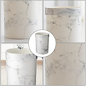 Cabilock Marble Trash Can Round Small Wastebasket Garbage Container Bin for Bathrooms Kitchens Home Offices