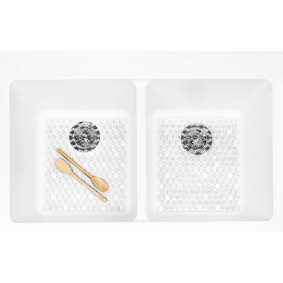 Spectrum Diversified Hexa Flexible, Trimmable Soft-Touch Mat, Easy-Draining, Modern Kitchen Sink Protector, 1 Count (Pack of 1), Clear