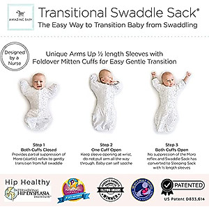 Amazing Baby Transitional Swaddle Sack with Arms Up Half-Length Sleeves and Mitten Cuffs, Little Zebra, Medium, 3-6 mo, 14-21 lbs (Better Sleep for Baby Boys, Baby Girls, Easy Swaddle Transition)