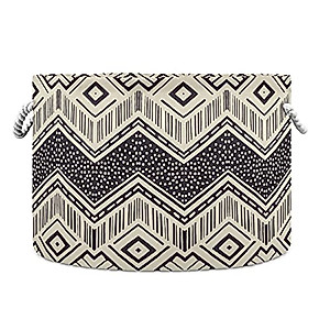ALAZA Geometric Ethnic Striped Pattern Gypsy Mexican Folk Storage Basket Gift Baskets Large Collapsible Laundry Hamper with Handle, 20x20x14 in