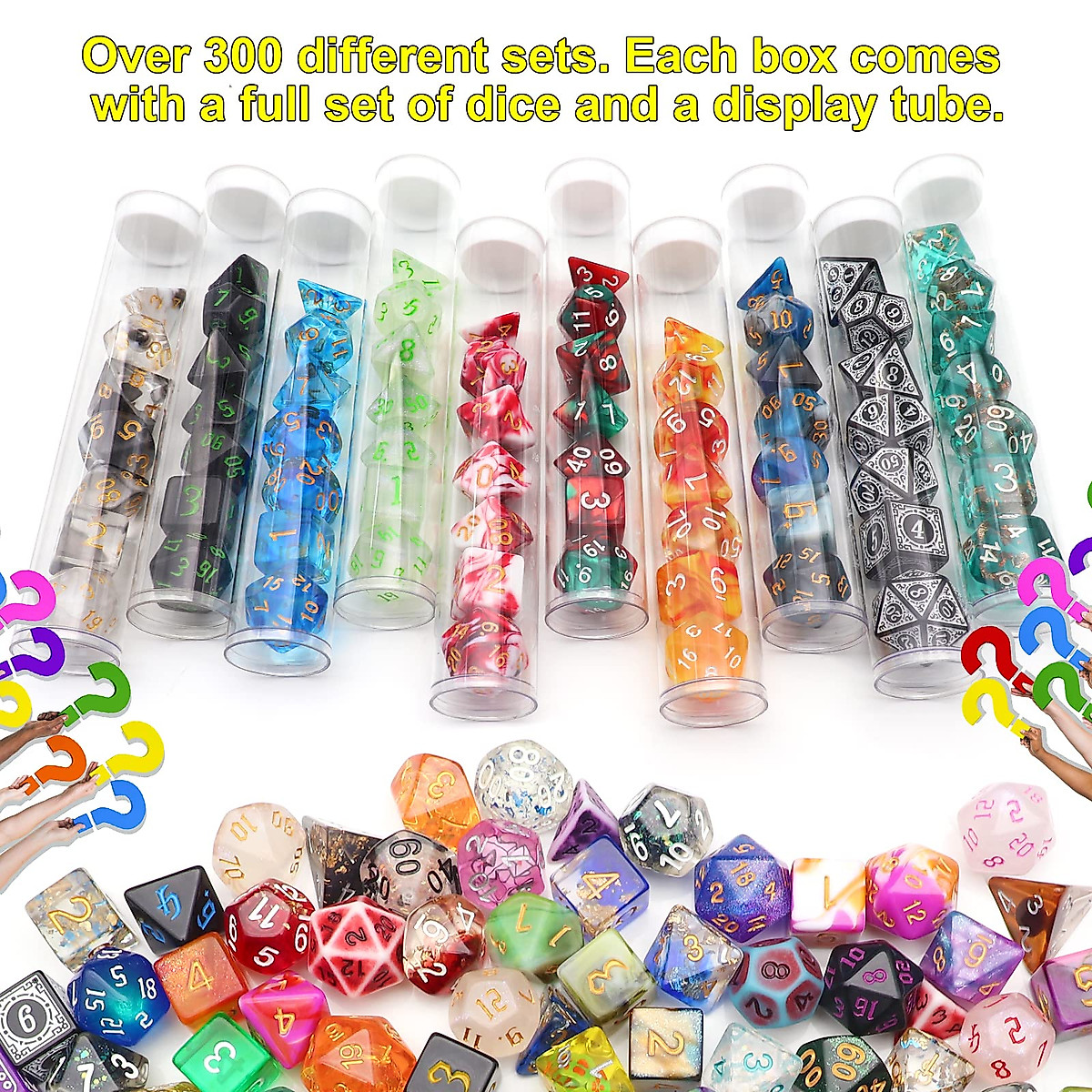 Haxtec Mystery DND Dice Set Random Style 7PC Polyhederal Dice Set with Dice Display Case Dungeons and Dragons Dice Blind Box DND Gifts