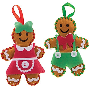 Baker Ross AT165 Gingerbread Ornament Sewing Kits - Pack Of 3, Christmas Arts And Crafts, Assorted