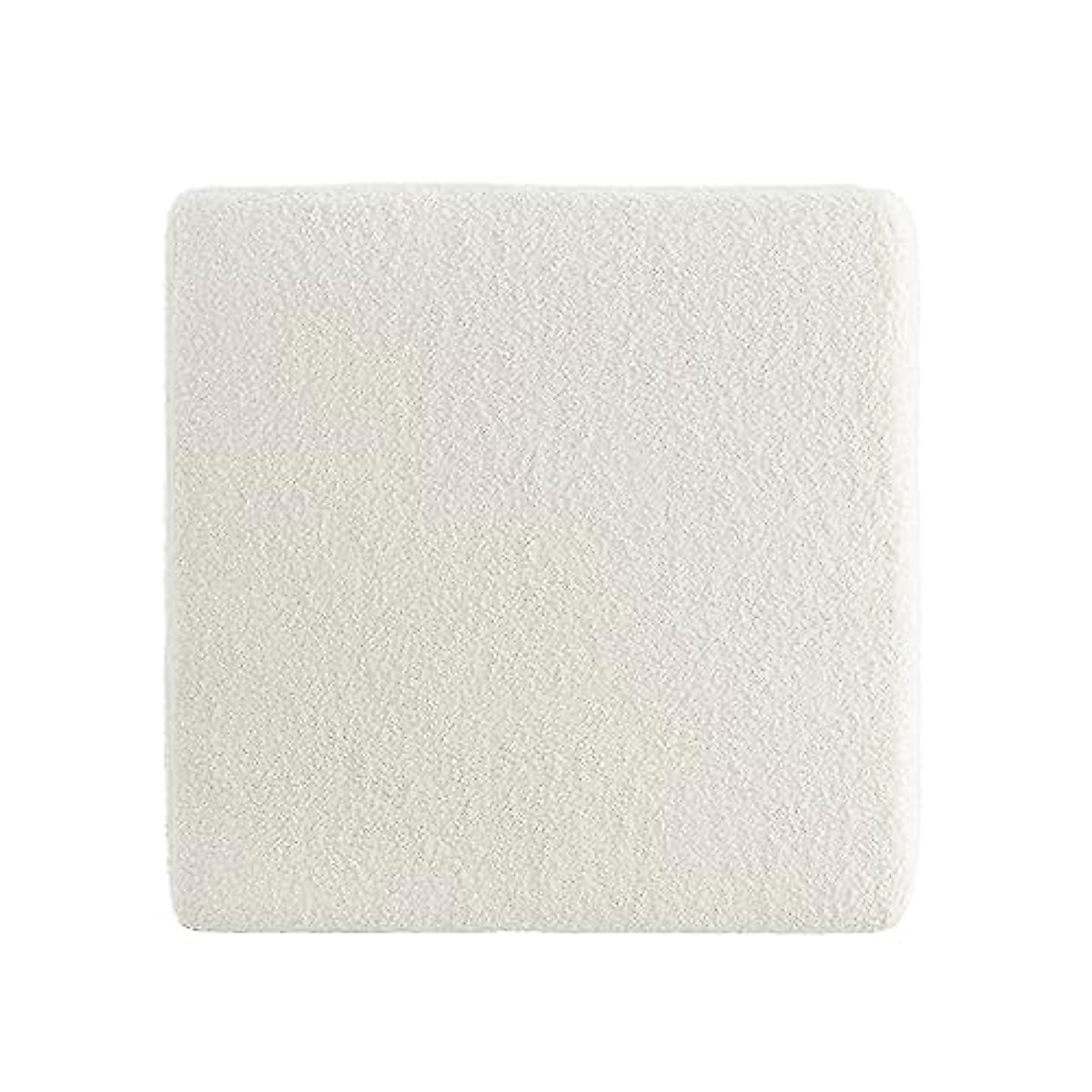 Linon Lexington Sherpa Upholstered Square Storage Ottoman Accents, Cream & Dark Walnut