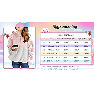 Haloumoning Girls Fuzzy Fleece Pullover Hoodies Sweatshirt Casual Loose Outwear Coat with Pockets 10-11 Years