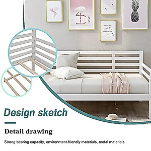 Wooden Full Size Daybed with Clean Lines, Multi-Functional Sofa Bed Frame with Wood Slat Support, No Spring Box Needed