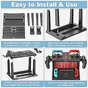 Switch Games Organizer Station with Controller Charger, Charging Dock for Nintendo Switch & OLED Joycons, Kytok Switch Storage and Organizer for Games, TV Dock, Pro Controller, Accessories Kit Storage