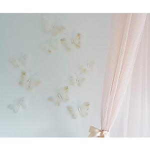Inspired by Jewel Butterfly Wall Decorations Premium Quality Real Feather 3D Wall Decals Girls Bedroom | Stunning Gold Glitter Decor Stickers All Rooms & Nursery Sets | 10 Adhesive Pieces