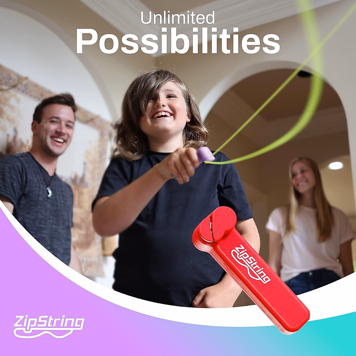 ZipString - Wonderment Awaits with Shark Tank - Featured String Rope Launcher Loop Fidget Toy, Defying Gravity to Boost Your Imagination - The Ideal Gift for Kids and Adults, Rock'it Red