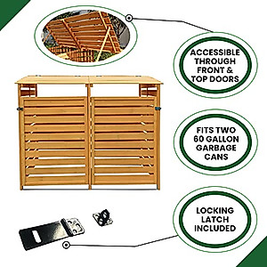Hanover Outdoor 4.9 ft. x 4 ft. Wooden Trash Bin and Recyclables Storage Shed