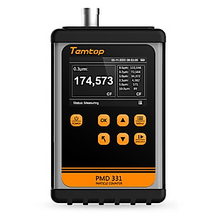 Temtop Professional Particle Counter Affordable Cleanroom Portable Particulate Sensor 0.3μm~10μm Particulate Matter Tester PM0.5, PM2.5, PM10 Detector ISO-21501 Certified PMD331