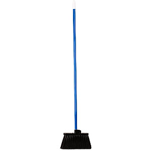 Carlisle FoodService Products CFS 3686403 Duo-Sweep Plastic Coated Metal Handle Wide Warehouse Broom, Synthetic Bristles, 5" Trim x 11" Width Bristle, 48" Overall Length, Black,(pack of 1)