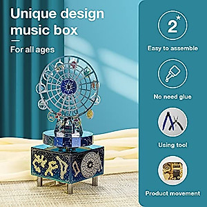 Microworld 3D Metal Puzzle, Music Box Zodiac Ferris Wheel Metal Model Kits, DIY 3D Puzzle Art Craft Gift Toy for Teen (Castle in The Sky)