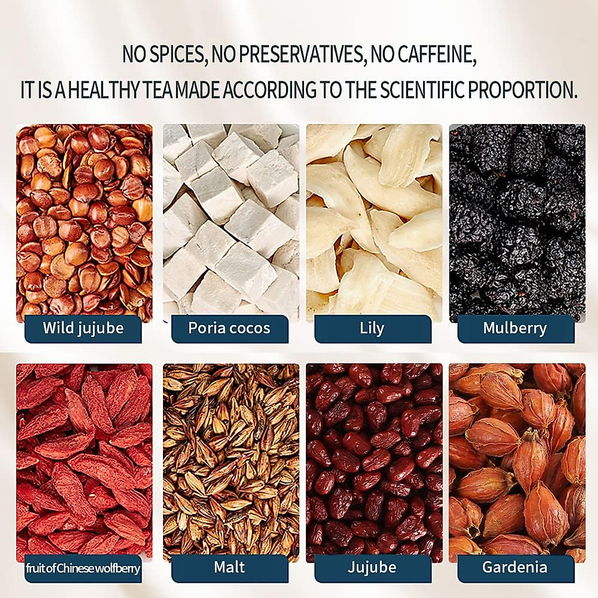 DOZO Sour Jujube Kernel Poria Cocos Tea Sleep Tea 8.46oz/240g Good Night Tea Sour Jujube Seed Lily Poria Mulberry Malt Jujube Goji Berry Gardenia Combine Tea Bags 酸枣仁百合茯苓茶 安神助眠茶