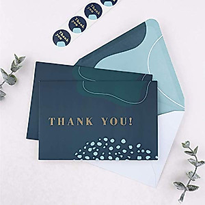 Rileys Thank You Stickers Roll | 500-Count, Gold Foil - Envelope Seals for Small Business, Bubble Mailers, Baby Shower, Wedding, Gift Cards, Graduation (Navy Blue)