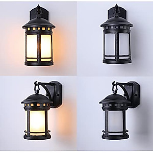 HSPHFX Wall Lantern Coach Lamp Industrial Steampunk Cage Fixture Outdoor Home Wall Sconce Mount with Clear Glass Shade - Dusk to Dawn Exterior Sensor - for Pasture Restaurant Garden Factory