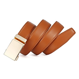 guvoosm Men's Belt Ratchet Leather Dress Suit Casual Jeans Belts -Trim to fit-35cm wide-505-TAN-110